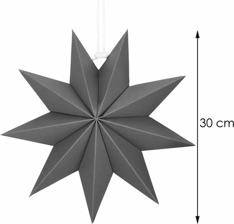 Papírová hvězda devíticípá 30cm šedá, vánoční dekorace