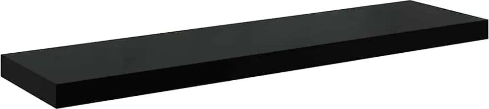 Plovoucí nástěnné police 2 ks lesklé černé 90x23,5x3,8 cm MDF 323776