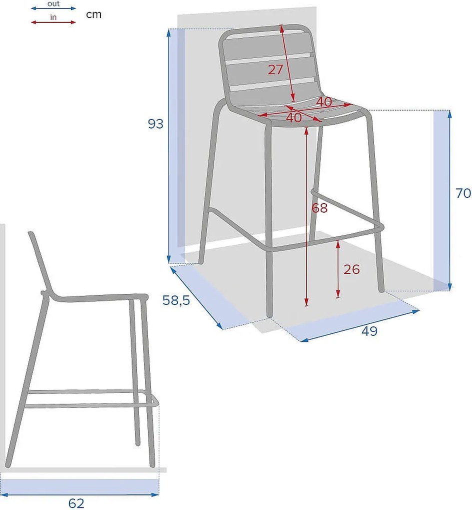 Hliníková barová židle RUBBY (antracit)