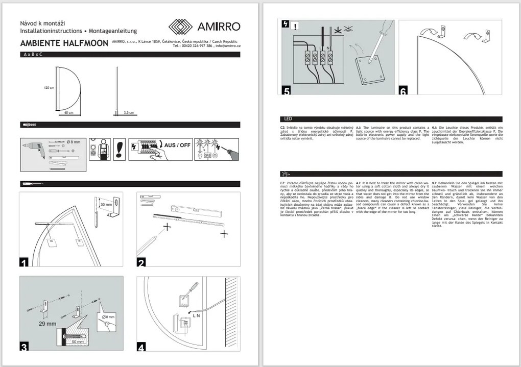 AMBIENTE HALFMOON zrcadlo s příjemným LED podsvícením do stran po celém obvodu je 411-361