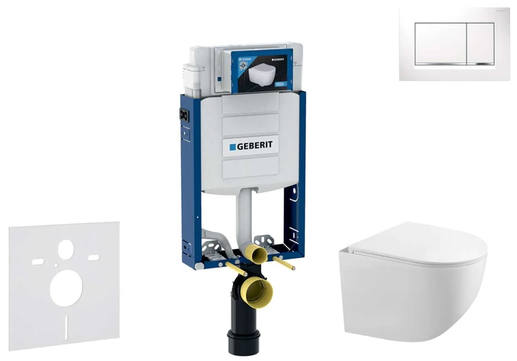 Geberit Kombifix - Set předstěnové instalace, klozetu Gaia a sedátka softclose, tlačítko Sigma20, bílá/chrom SANI15CA3115