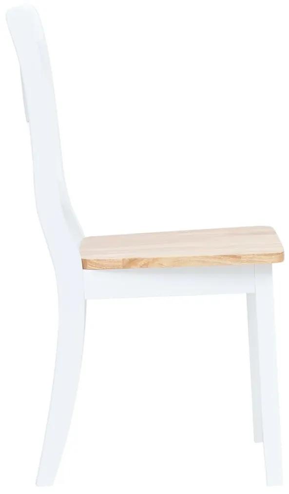 Jídelní židle 6 ks bílé a světlé dřevo masivní kaučukovník,  277544