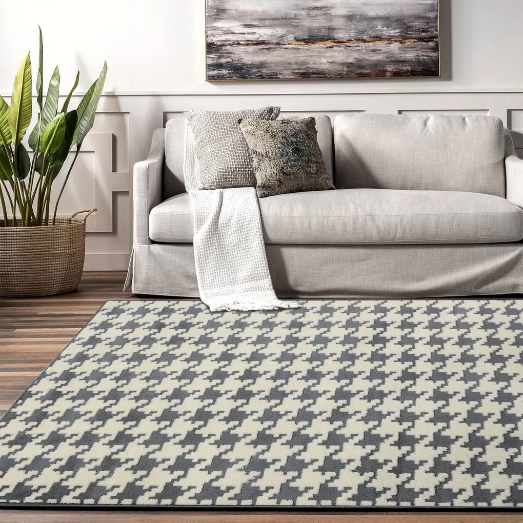 Tutumi Plyšový koberec 3D HOME Clover Pepitka Grey Rozměr (cm): 160 x 230