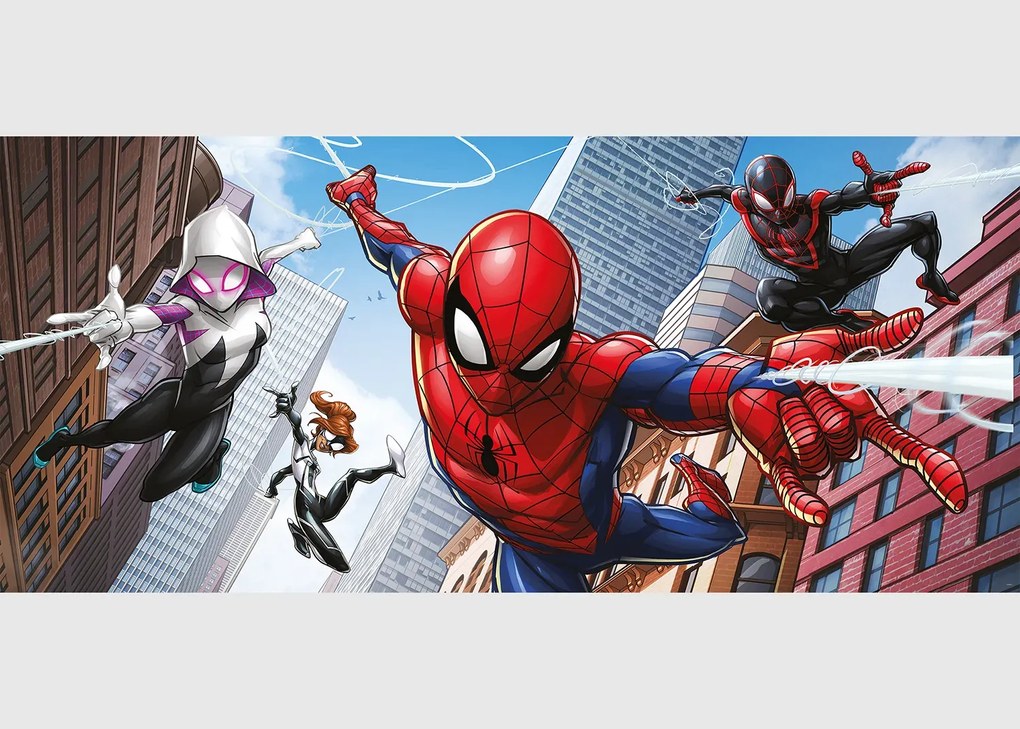 Dětská vliesová fototapeta na zed' Marvel Tým Spider-Mana, Disney | 202 x 90 cm | DFTDNH 5501