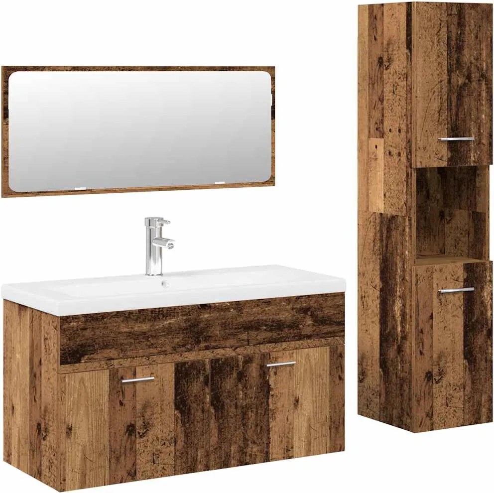4dílná koupelnová sestava old wood kompozitní dřevo 3328915