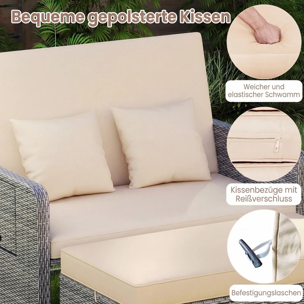 Costway Obývací nábytek venkovní ratanový zahradní obývací set s taburetem