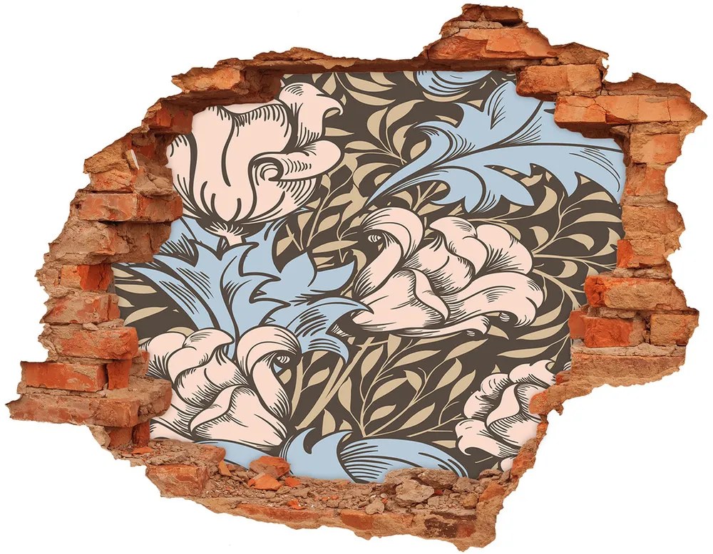 Wallmuralia Nálepka 3D díra na zeď Květinový vzor 90x70 cm