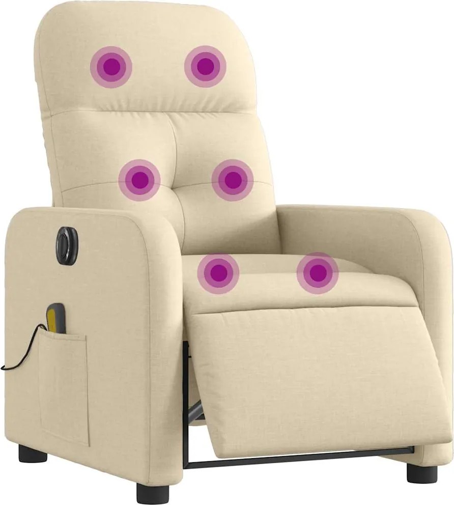 Elektrické masážní polohovací křeslo krémové textil 3206794