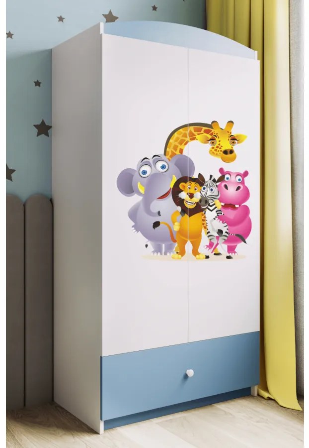 Dětská skříň Babydreams 90 cm ZOO modrá