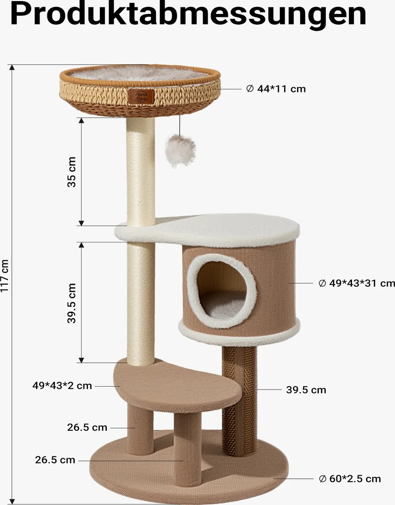 Škrabadlo pro kočky fudajo – 117 cm, béžová (66003)