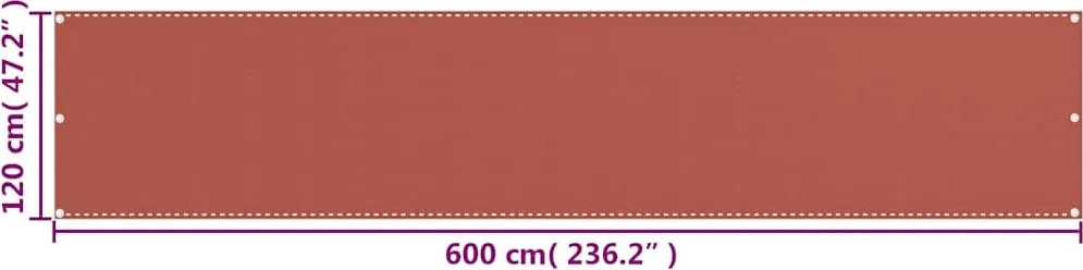 Balkonová zástěna terakota 120 x 600 cm HDPE 310955