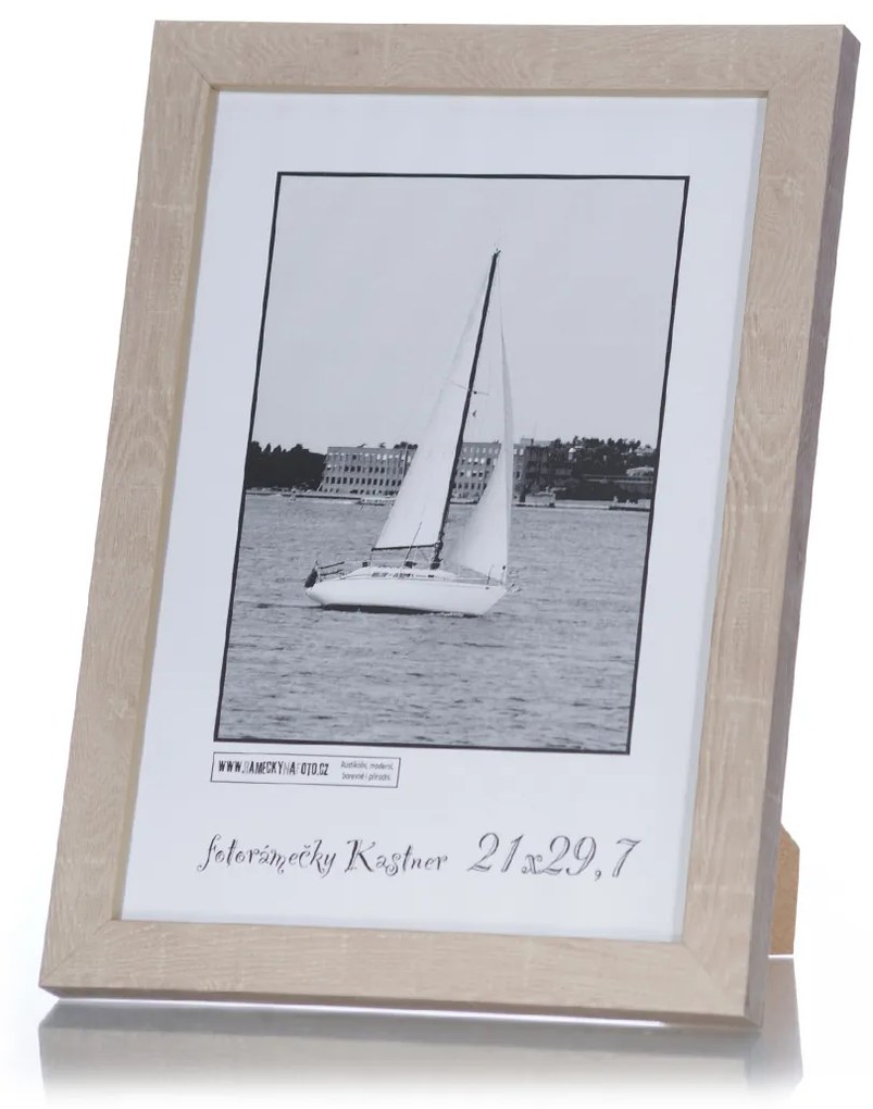 Moderní dřevěný rámeček na foto - středně široký, šedohnědý hranatý LIRA na fotky: 21x29,7cm - A4, zasklení: Sklo