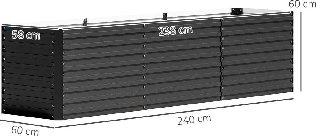 Outsunny vyvýšený květinový záhon odolný proti povětrnostním vlivům, záhon se studeným rámem, zahradní záhon, truhlík na květiny z pozinkované oceli,…