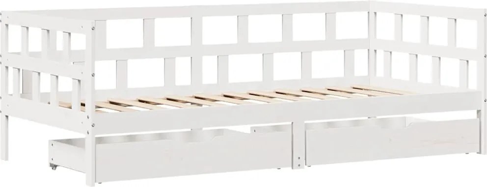 Válenda se zásuvkami bílá 80 x 200 cm masivní borovice 3302086