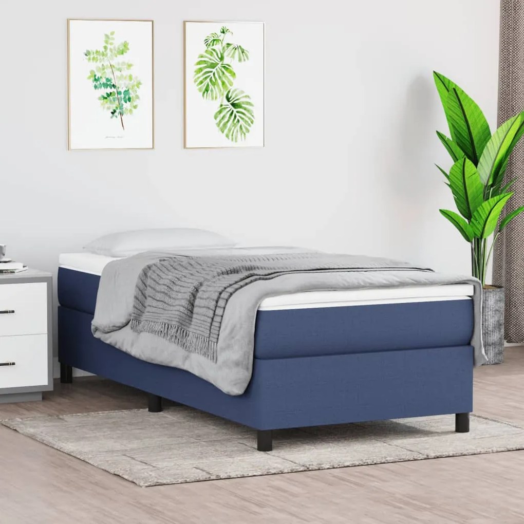 Box spring postel s matrací modrá 90x200 cm textil 3144397