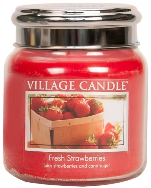 Village Candle Vonná svíčka ve skle, Čerstvé jahody - Fresh Strawberry, 16oz