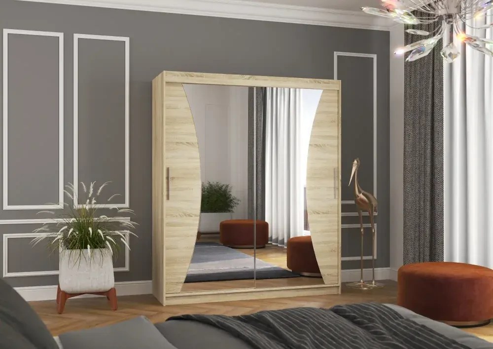 Posuvná skříň s zrcadlem CHARLOTTE 180