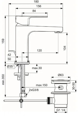 Ideal Standard Cerafine D Umyvadlová baterie s výpustí, chrom BC686AA