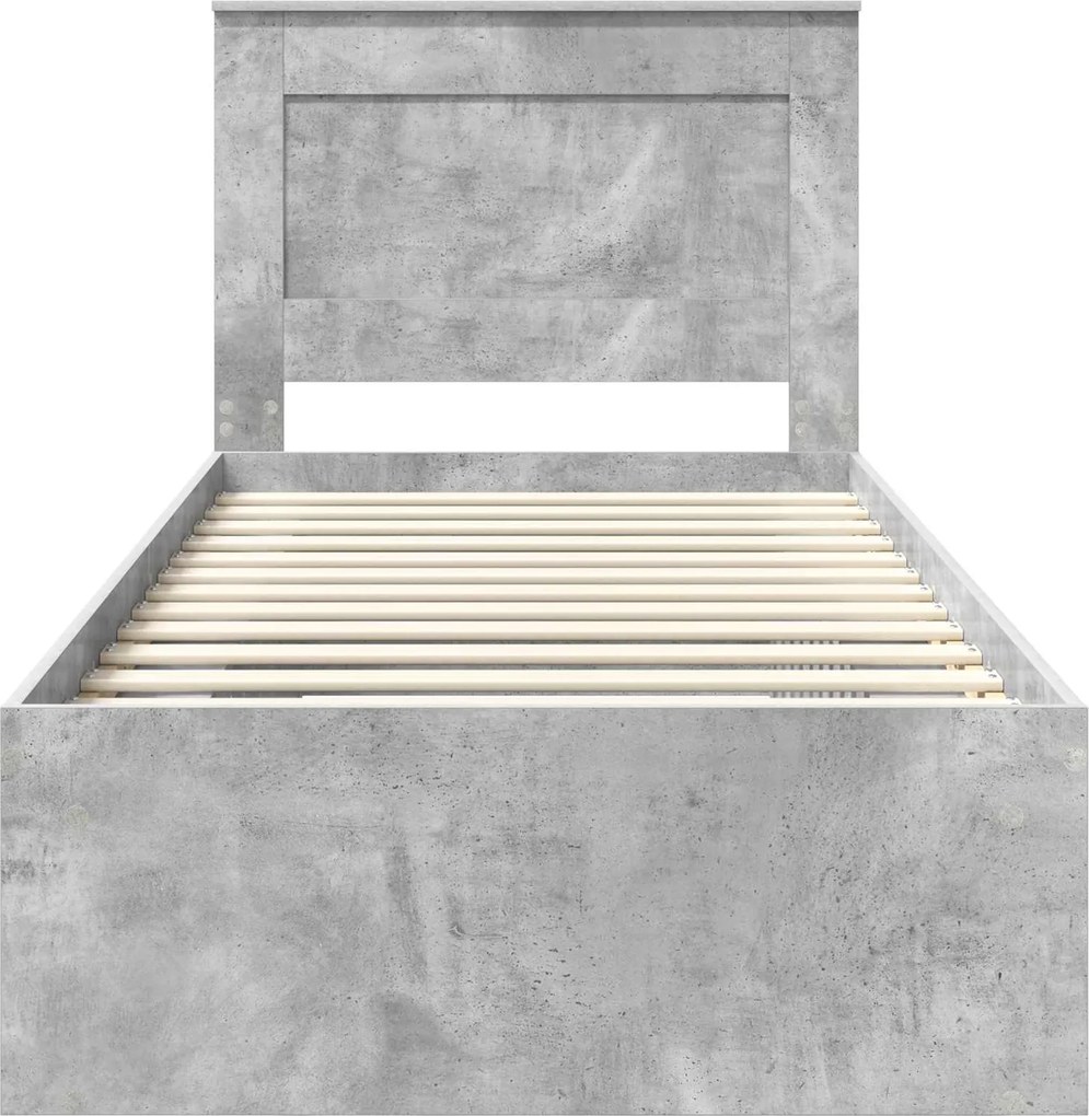 Rám postele Betonově šedá 100 x 200 cm Masivní borové dřevo 3410123