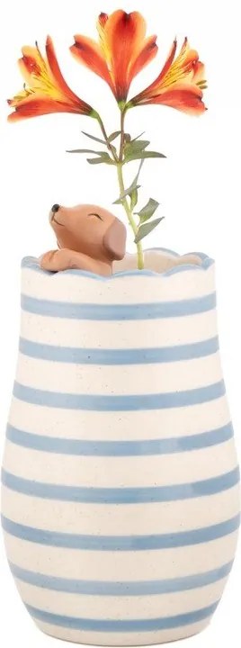 Bílá váza z dolomitu (výška 18,5 cm) Peeking Sausage Dog – Sass & Belle