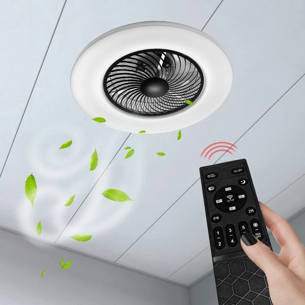 Toolight Toolight, LED stropní svítidlo s ventilátorem APP1552-C, černá-bílá, OSW-05181