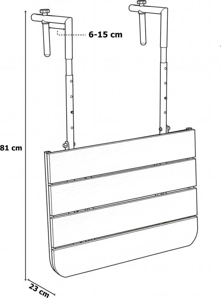Závěsný balkónový stůl Aretto 60 cm šedý