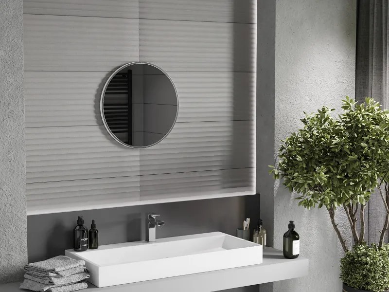Mexen Loft, kulaté koupelnové zrcadlo 30 cm, barva rámu broušená ocel, 9850-030-030-000-10