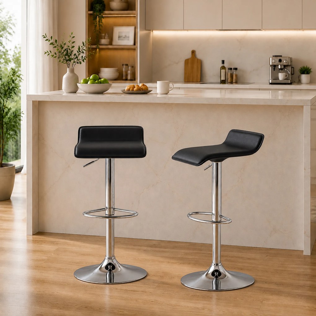 HOMCOM otočné barové židle, sada 2 ks, 62–83 cm, černé