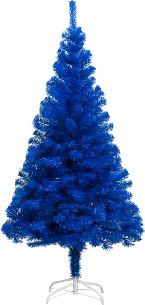 vidaXL Umělý vánoční stromek s LED a sadou koulí modrý 180 cm PVC [3077595] Barva: modrá a šedá