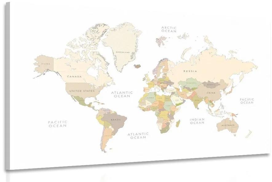 Obraz mapa světa s vintage prvky - 90x60 cm