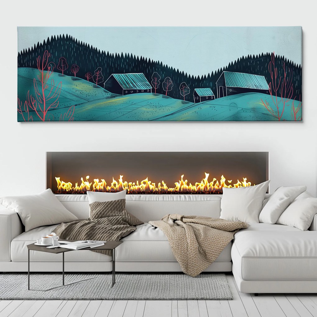 Obraz na plátně - Statek u starýho Zelenky FeelHappy.cz Velikost obrazu: 120 x 40 cm