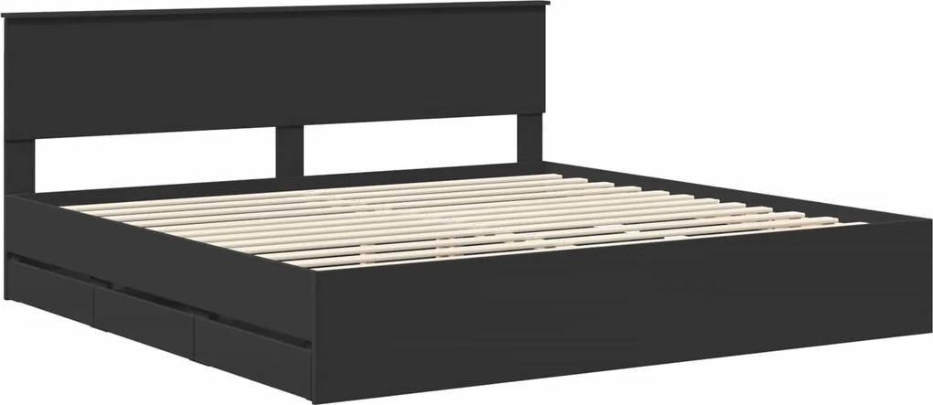 Rám postele se zásuvkou Černá 200 x 200 cm Inženýrské dřevo 3410673