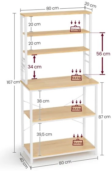 Policový regál do kuchyně MARGE hnědá/bílá