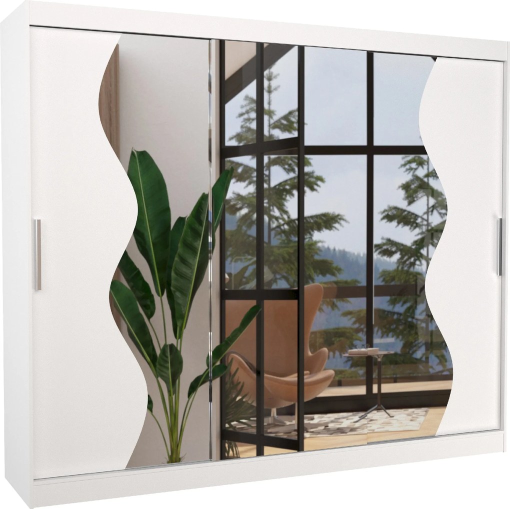 ADRK Furniture Skříň s posuvnými dveřmi a zrcadlem SHARON 250 ADRK-SW-SHA-W-250
