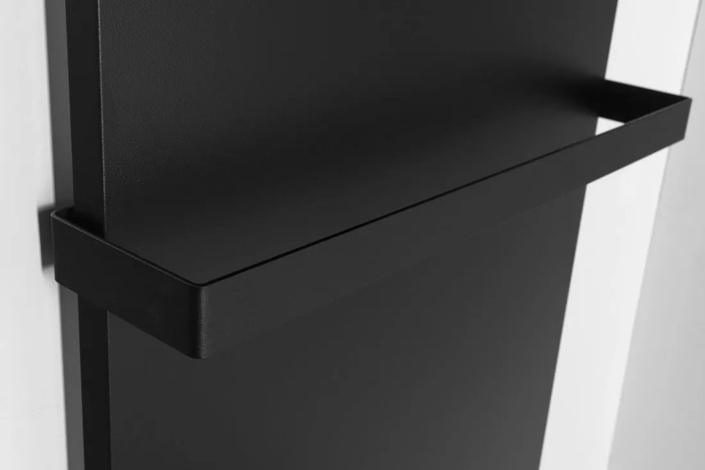 Sapho, ENIS koupelnový sálavý topný panel 600W, 590x1200 mm, držáky ručníků, IP44, černá mat, RH600B-2