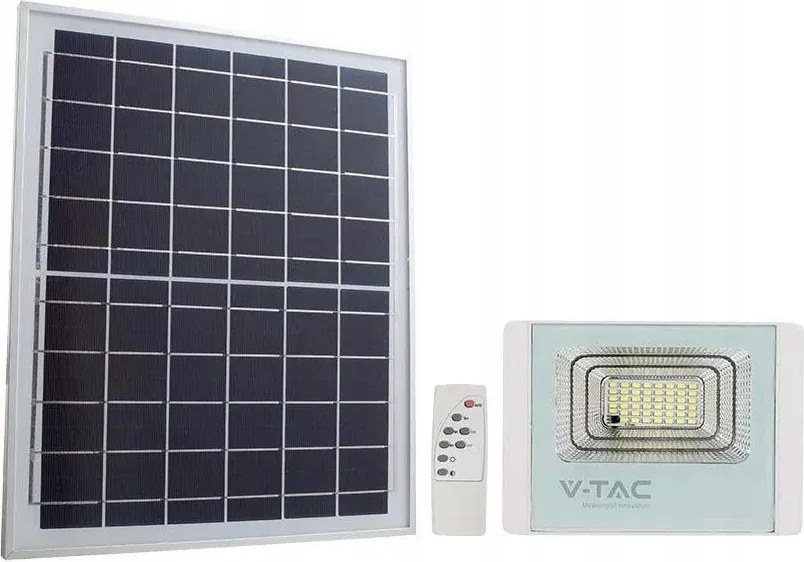 Led zářič 12W se solárním panelem a dálkovým ovládáním, neutrální světlo V-tac