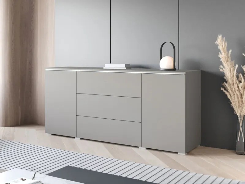 Komoda do pokoje Sawoti 150, Barva: šedé palladium, Osvětlení: osvětlení LED - bílé