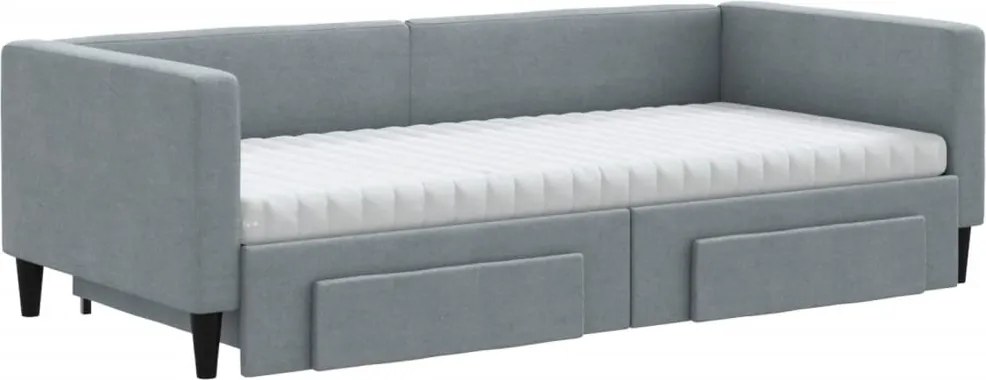 Válenda s přistýlkou a zásuvkami světle šedá 90 x 200 cm textil 3196632
