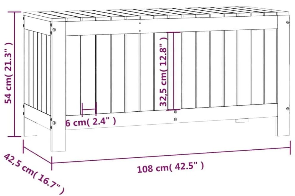 Petromila Zahradní úložný box černý 108 x 42,5 x 54 cm masivní borovice