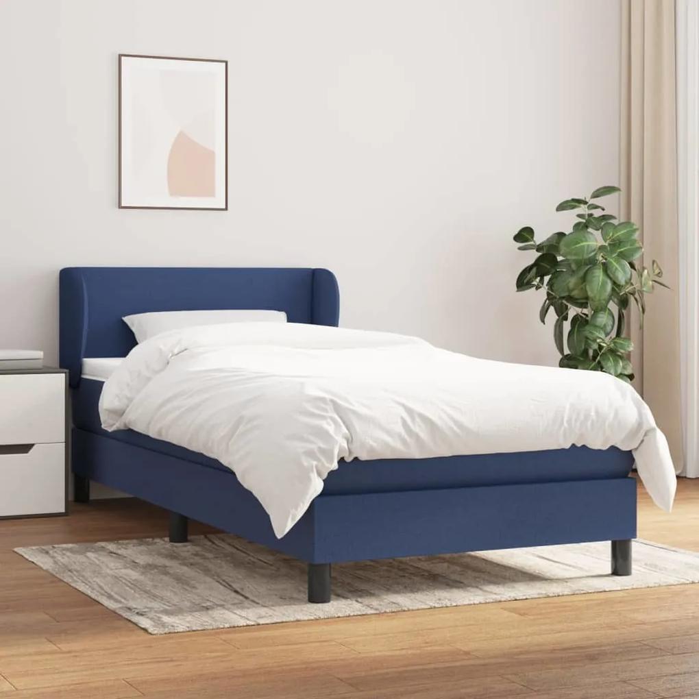 vidaXL Box spring postel s matrací 100 x 200 cm textil [3126062] Barva: Modrá