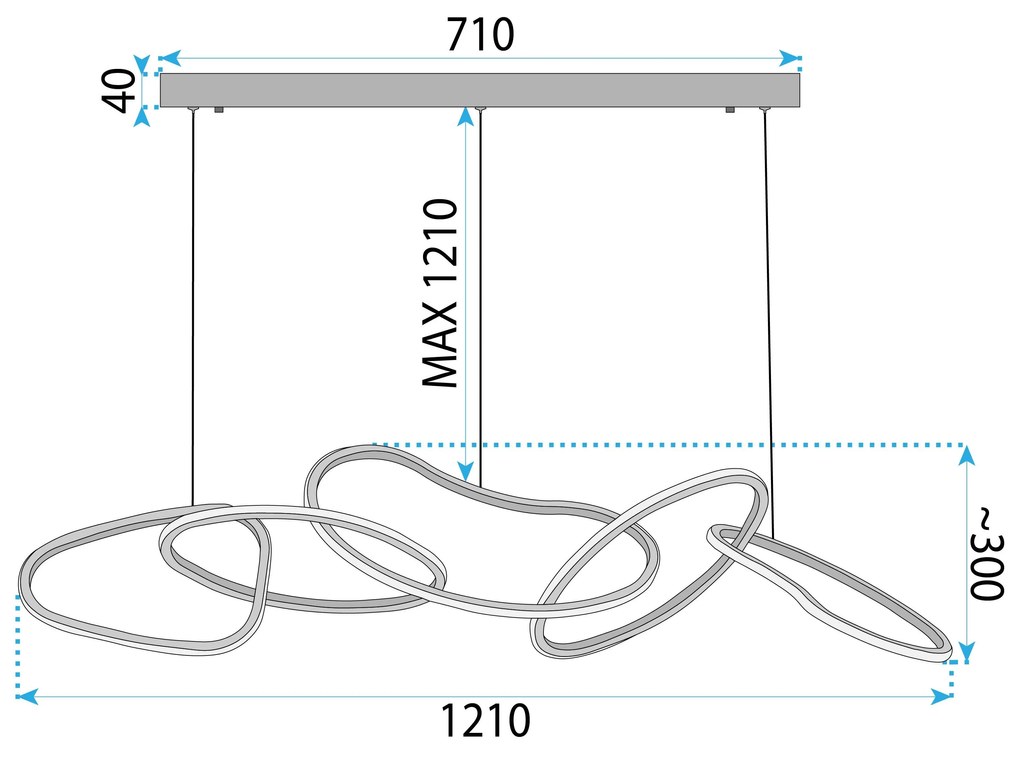 Toolight Toolight, LED stropní osvětlení 120cm, 60W, 3000K, LHJ050-CP T, zlatá, OSW-50024