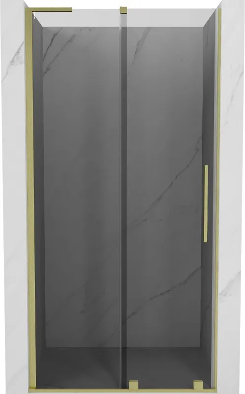 Mexen Velar L, posuvné sprchové dveře do otvoru 100 cm, 8mm šedé sklo, zlatá matná, 871-100-003-41-55