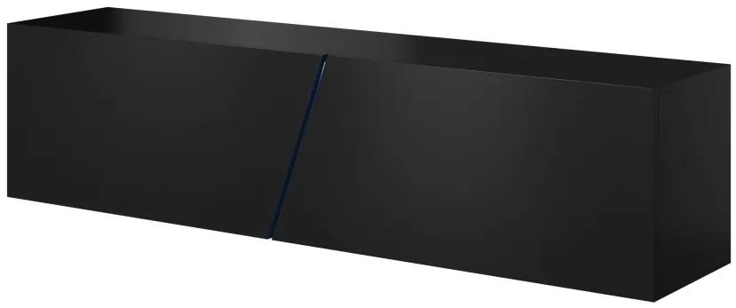 Vivaldi TV stolek Slant s LED osvětlením 160 cm černý mat/černý lesk