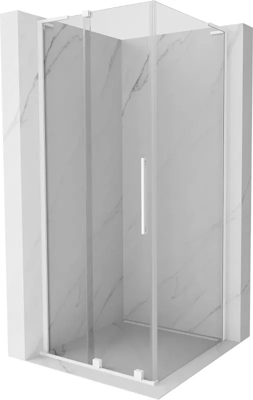 Mexen Velar L, sprchový kout s posuvnými dveřmi 100 x 100 cm, 8mm čiré sklo, bílá matná, 871-100-100-03-20