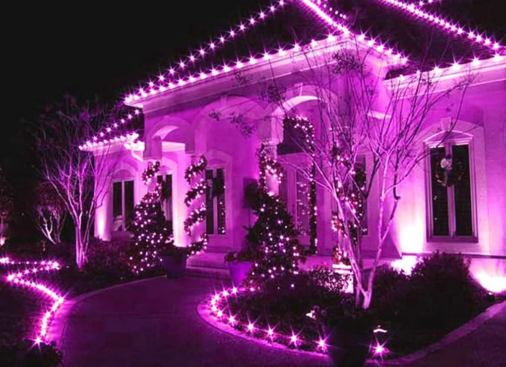 Venkovní LED vánoční řetěz - fialová, 30m, 300 LED