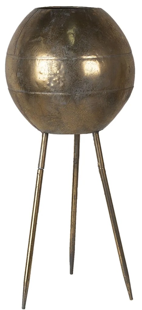 Zlatý antik dekorativní obal na květiny na 3 nožkách - Ø 27*66 cm