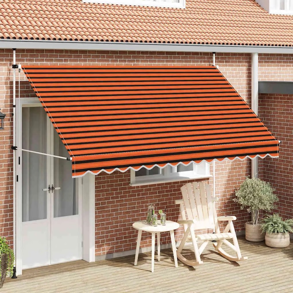 vidaXL Ručně zatahovací markýza 350 cm [43229] Barva: oranžová a hnědá
