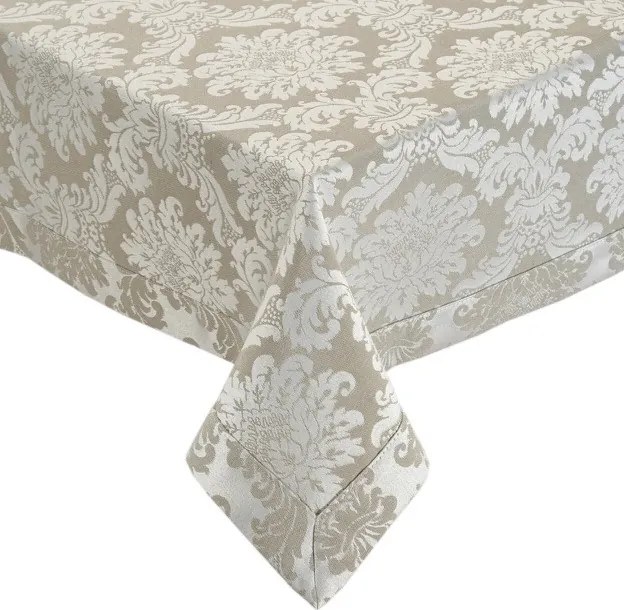 Béžový ubrus 130x220 ornamenty elegantní dekorativní, odolný vůči skvrnám