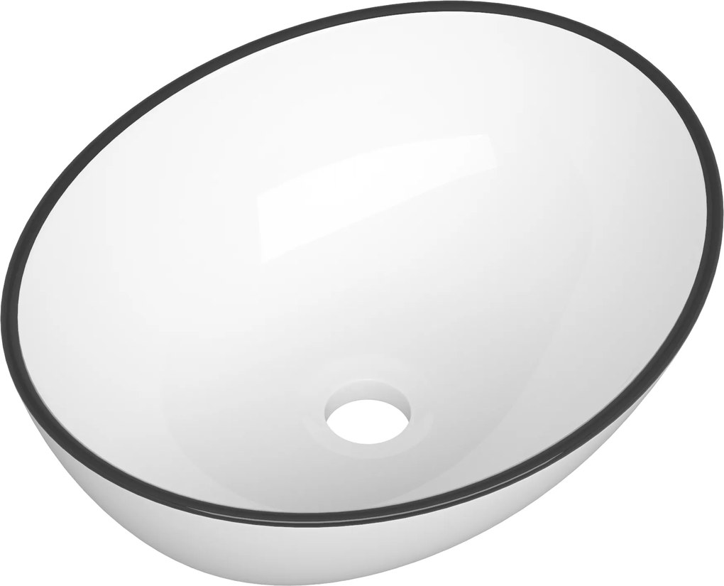 Gamma Lilo, umyvadlo na desku 410x330x150 mm, bílá s černým okrajem, GMA-UC-LILO