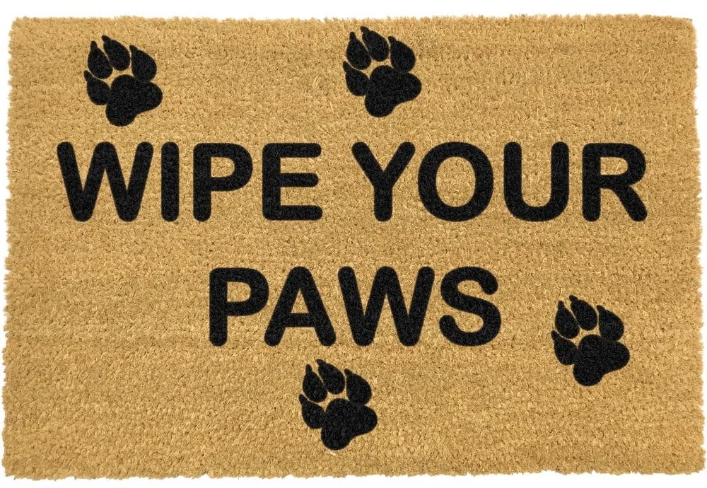 Rohožka z přírodního kokosového vlákna Artsy Doormats Wipe Your Paws, 40 x 60 cm